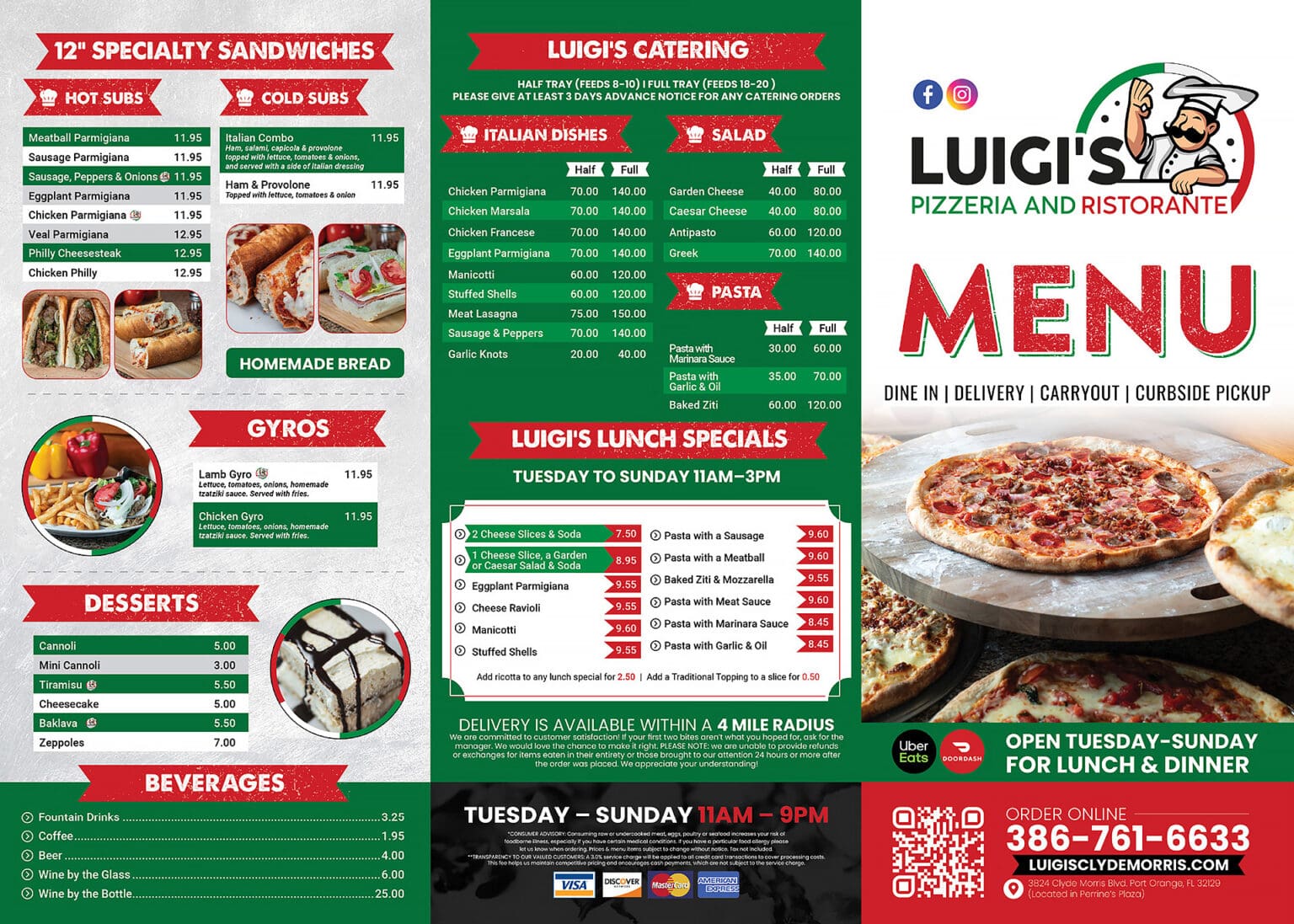 Menu | Luigi's Pizzeria & Ristorante | Italian Pizza & Pasta